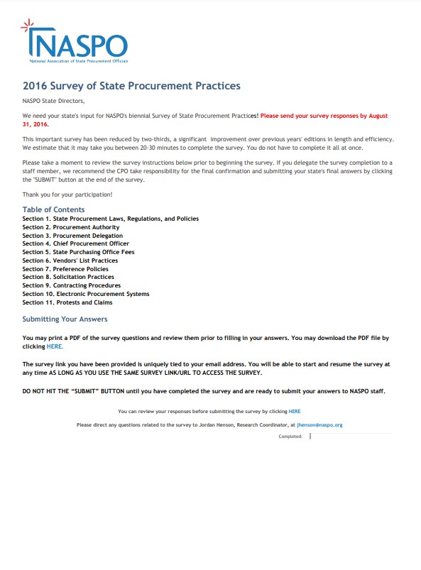 Survey of State Procurement Practices - Content Library - NASPO
